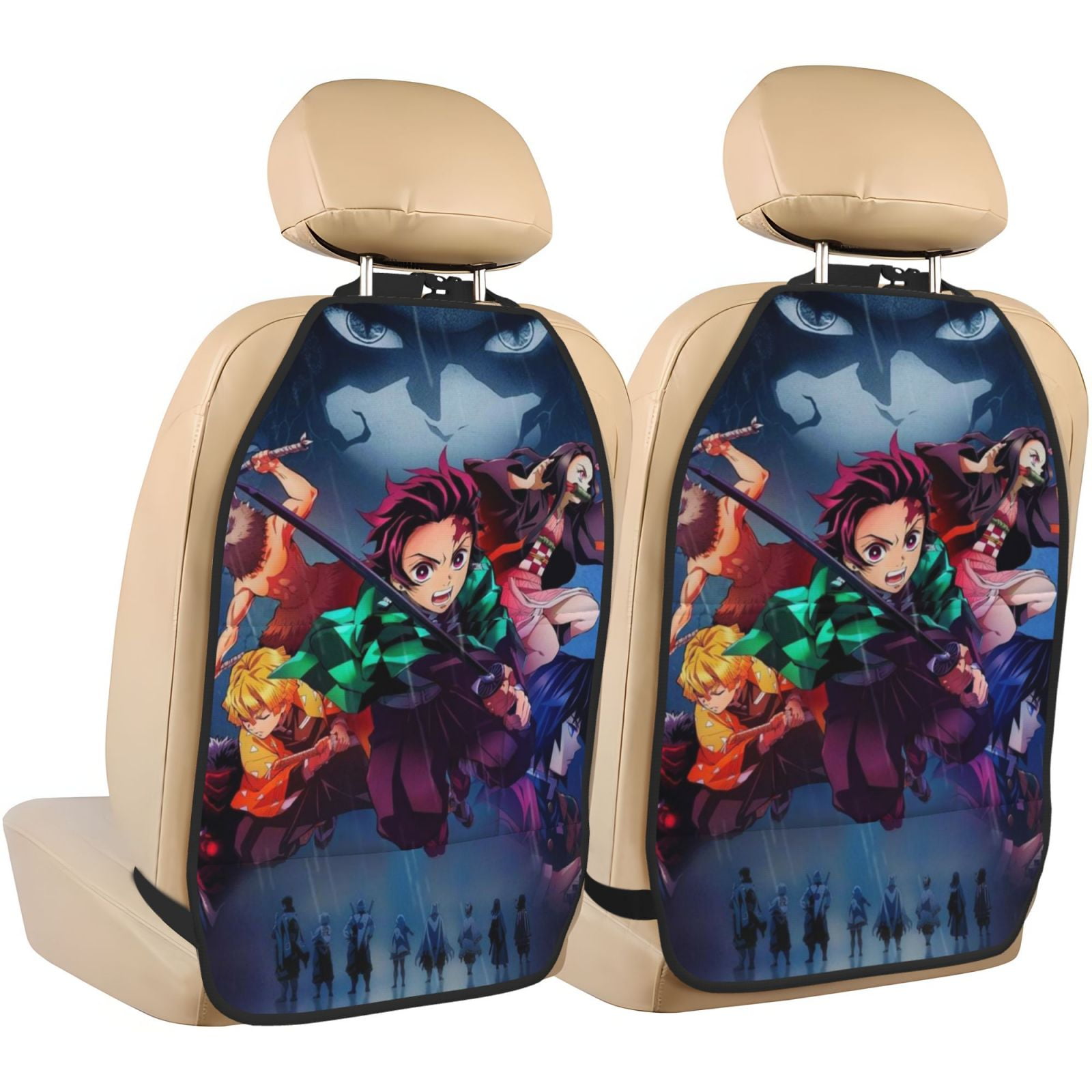 Demon Slayer Car Seat Back Protector 2 Pcs Anti-Kick Storage Mat For ...