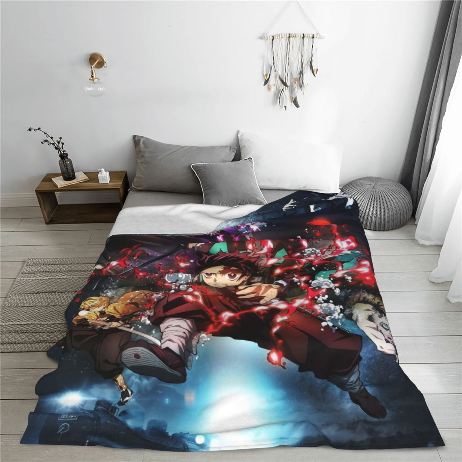 Demon Slayer Cartoon Printing Throw Blanket, All Seasons Flannel Fleece ...