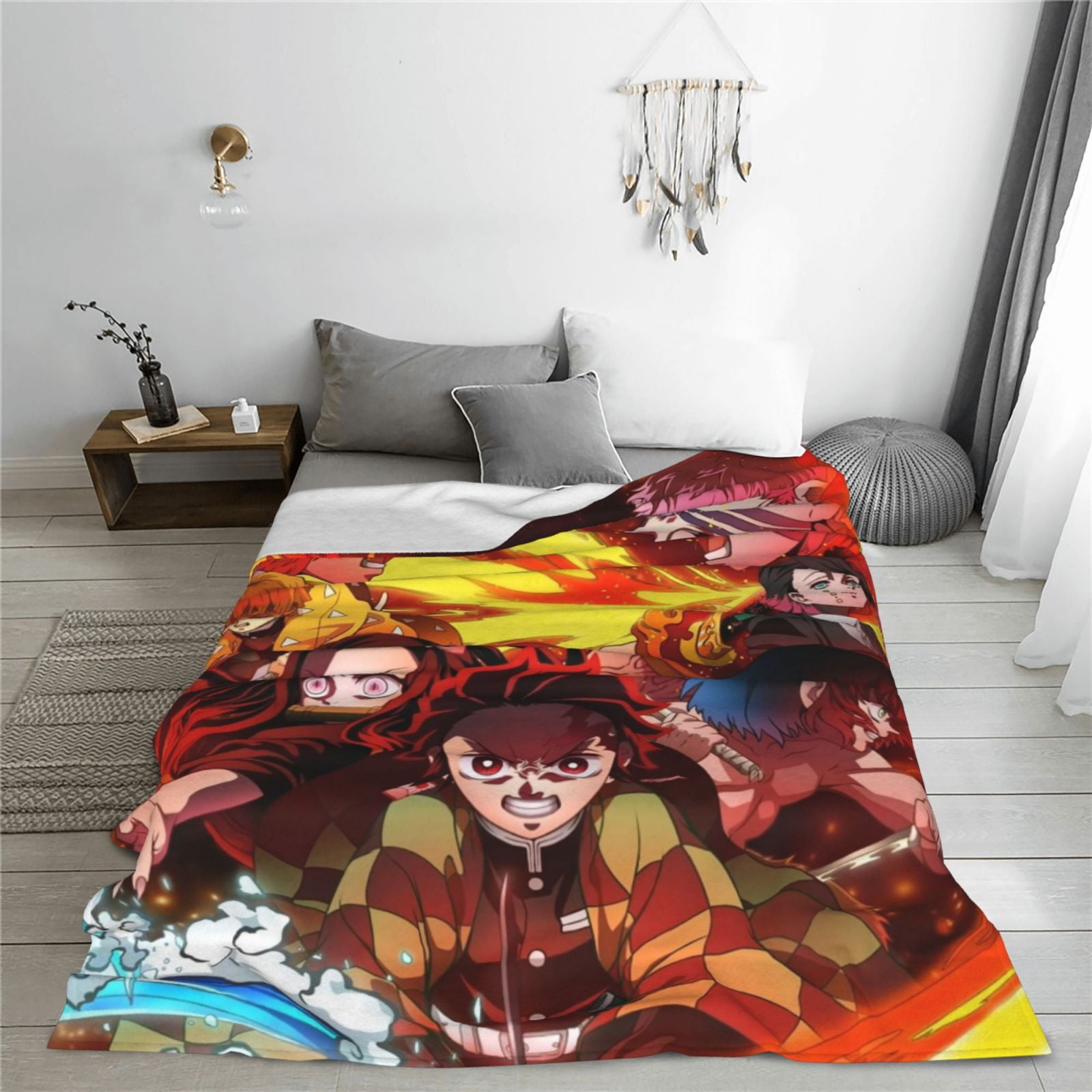 Demon Slayer Cartoon Printing Throw Blanket, All Seasons Flannel Fleece ...