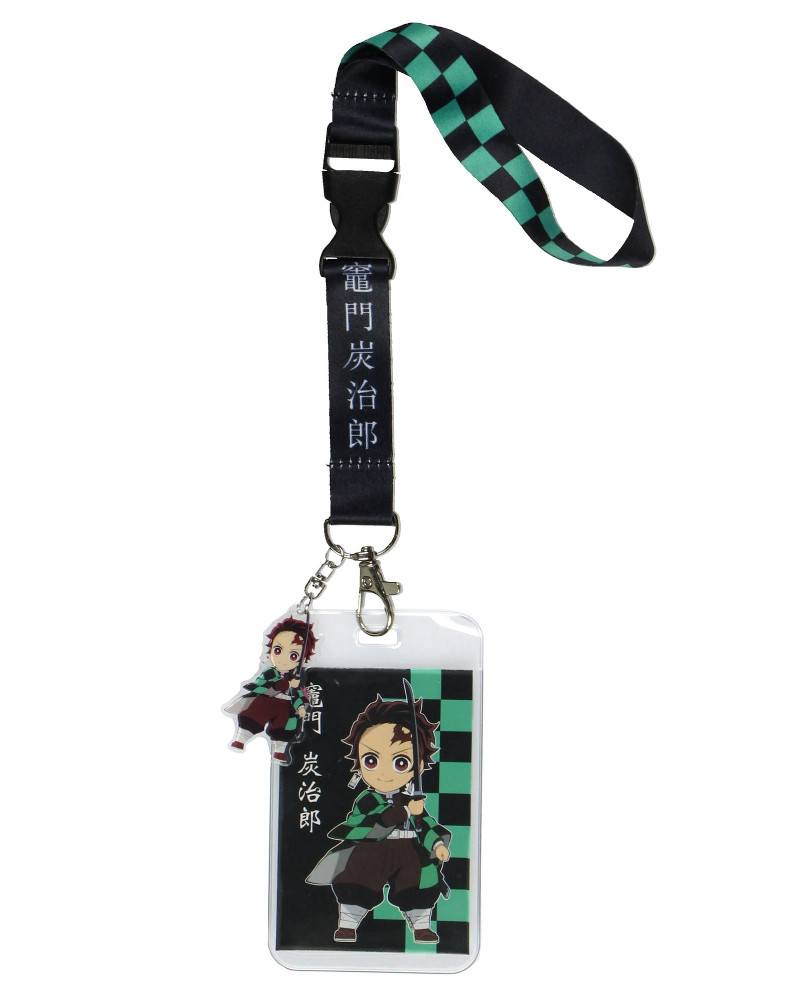 Demon Slayer Checkerboard Design Wristlet Lanyard with ID Card and 2 ...