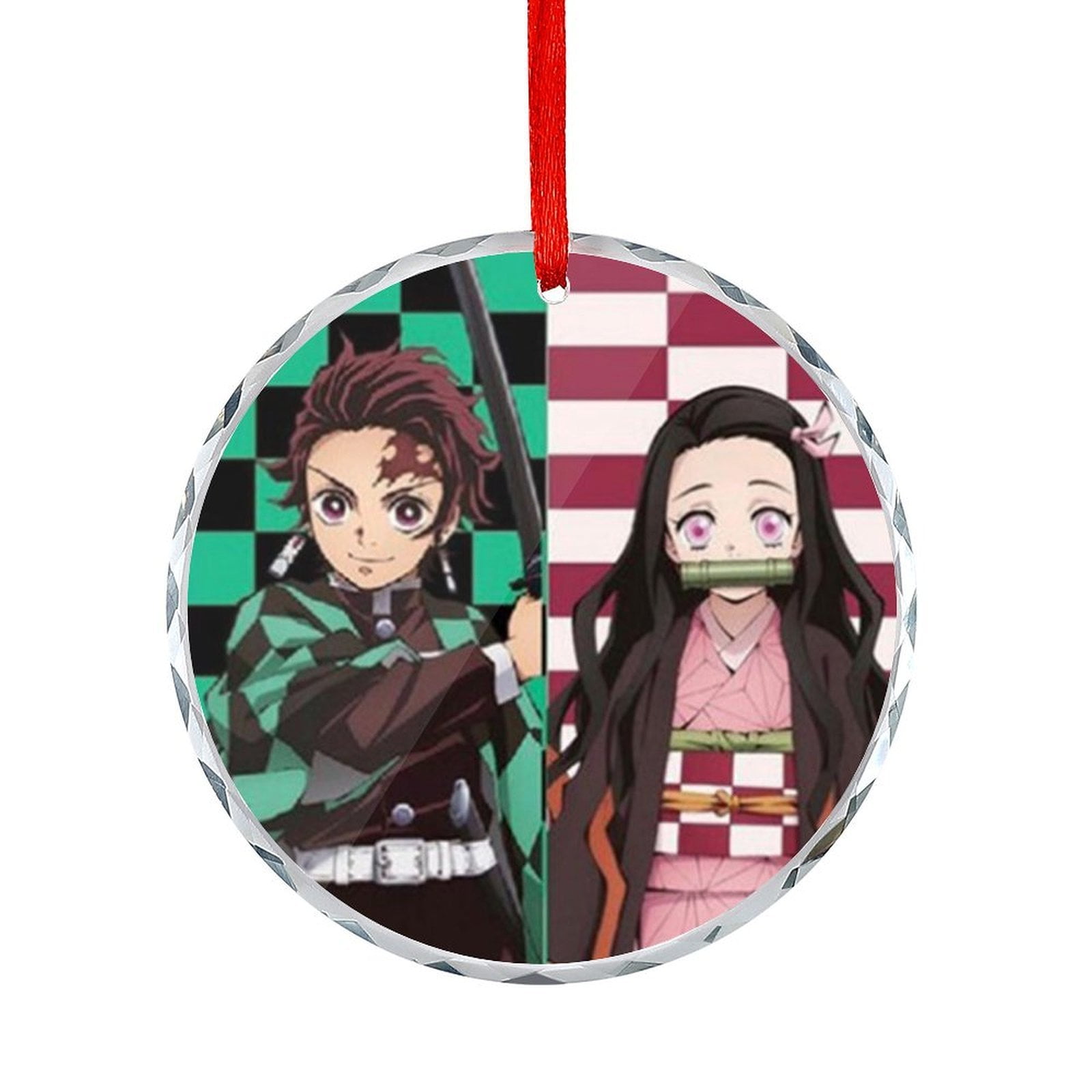 Demon Slayer Christmas Round Ornament Glass Circular Pendant Smooth ...
