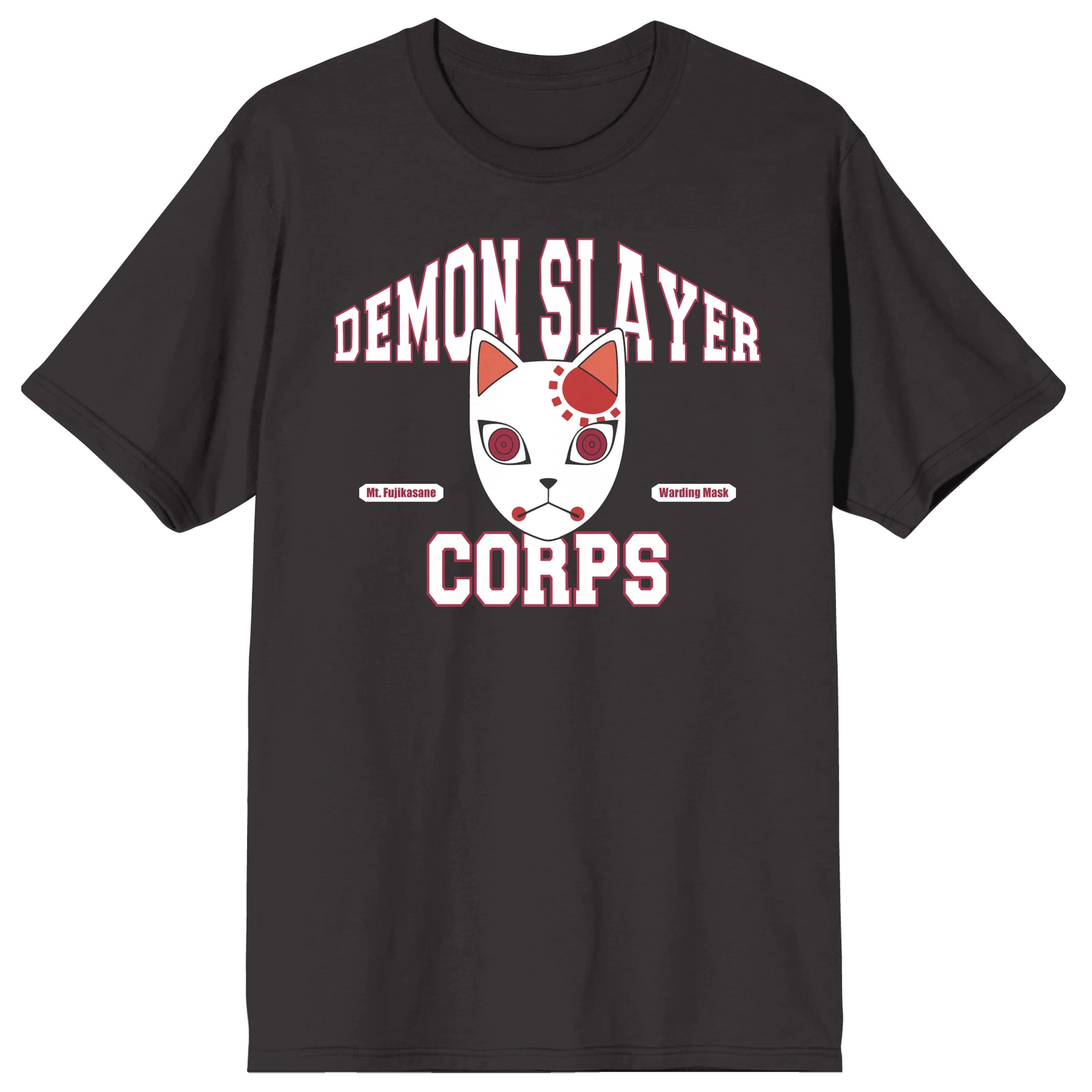 Demon Slayer Corps Tanjiro Mask Crew Neck Short Sleeve Men's Black T ...
