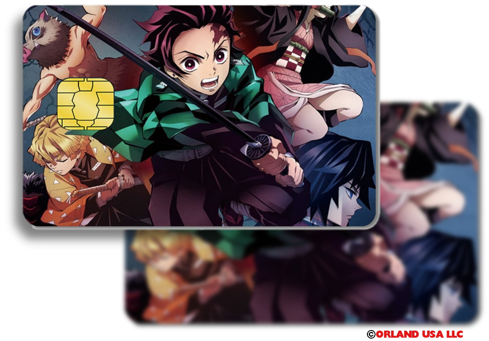 Demon Slayer Credit Card Smart Sticker Skin Film Pre-Cut for Large Chip Bank Debit Small Chip 2 ...