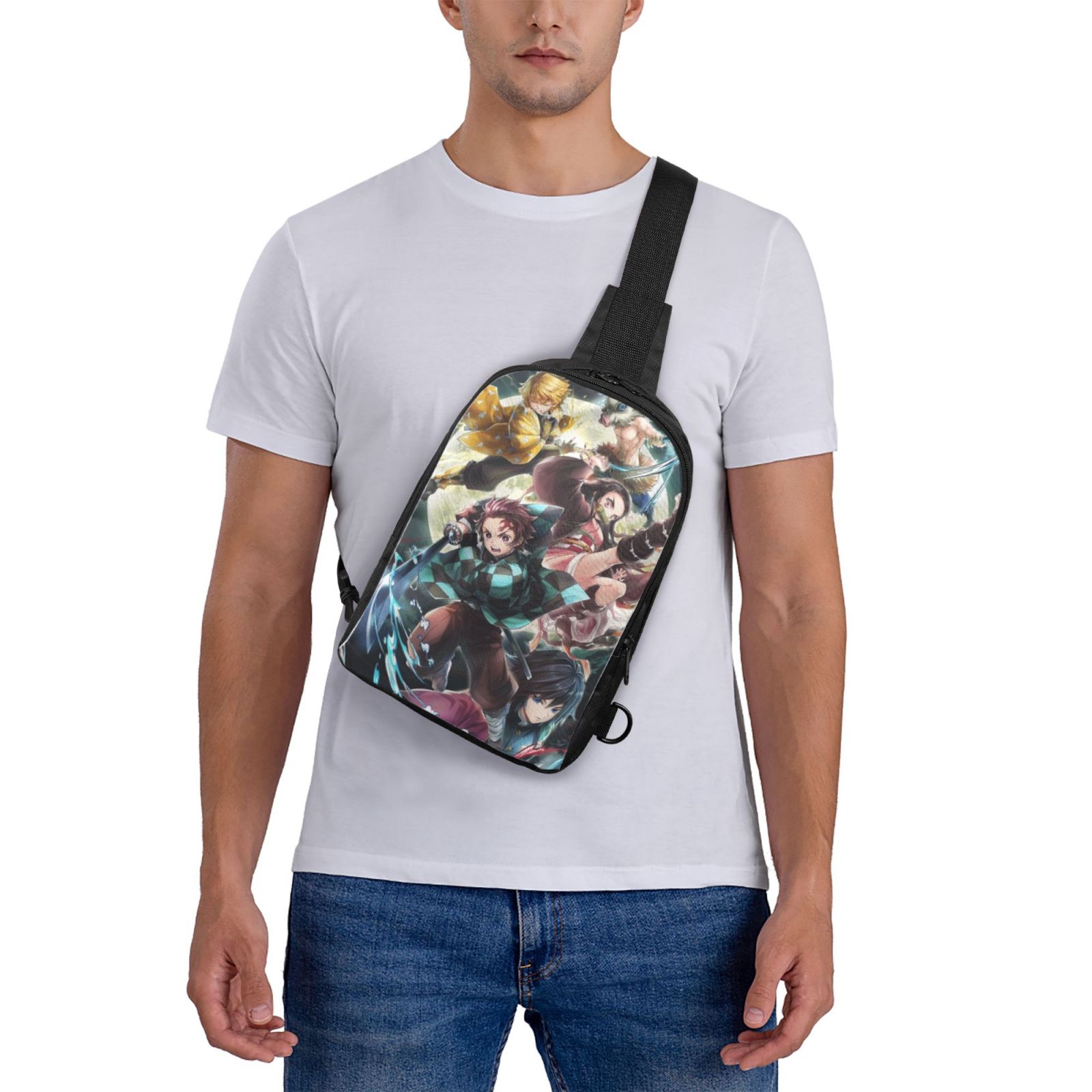 Demon Slayer Crossbody Bag,Printed Two-Pocket Shoulder Bag,Messenger ...