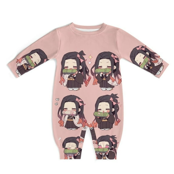 Demon Slayer Cute Nezuko Baby Rompers One-Piece Kid's Long Sleeve ...