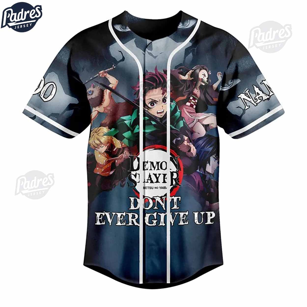 Demon Slayer Don't Ever Give Up Custom Baseball Jersey - Walmart.com