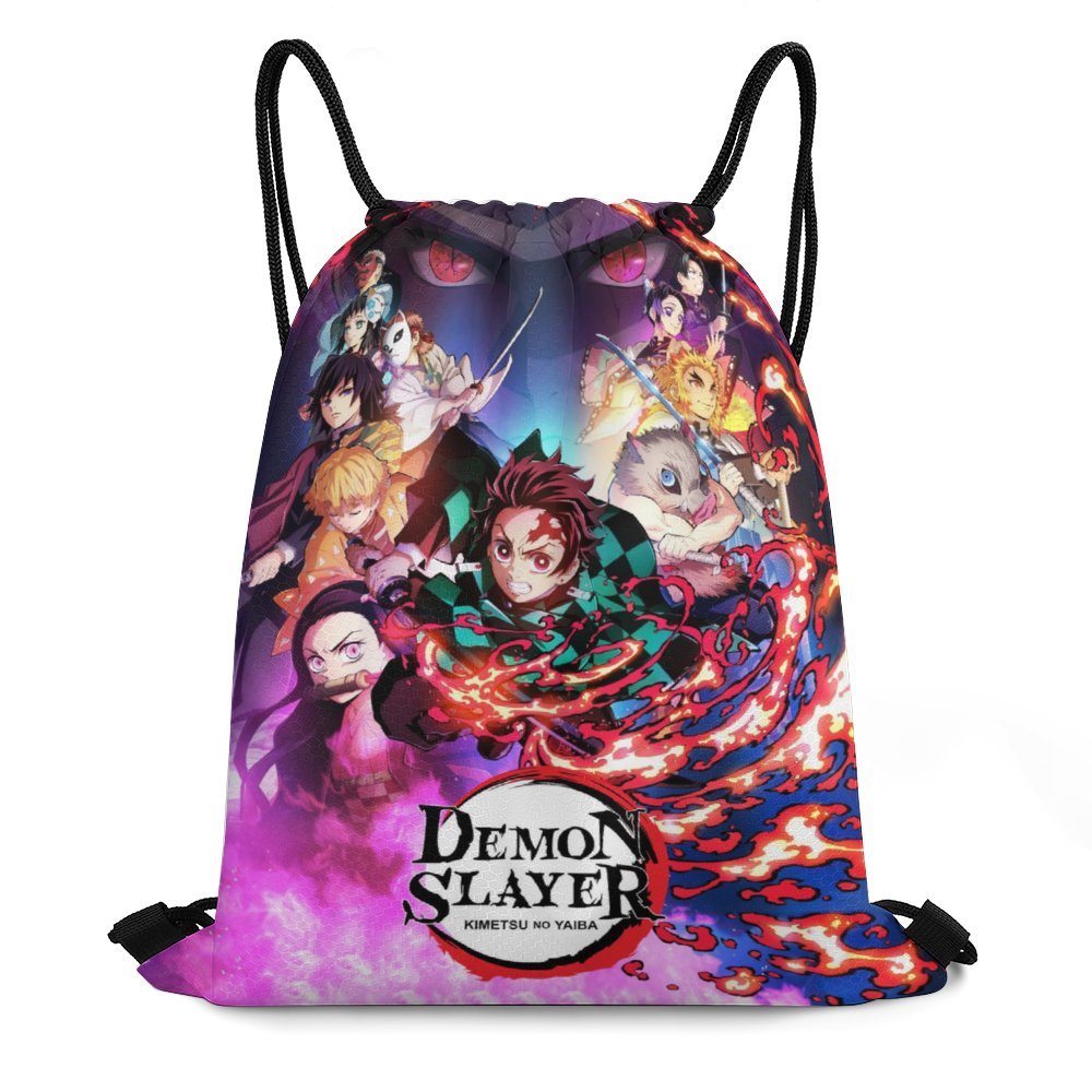 Demon Slayer Drawstring Backpack Sports Gym Bag Water Resistant String ...