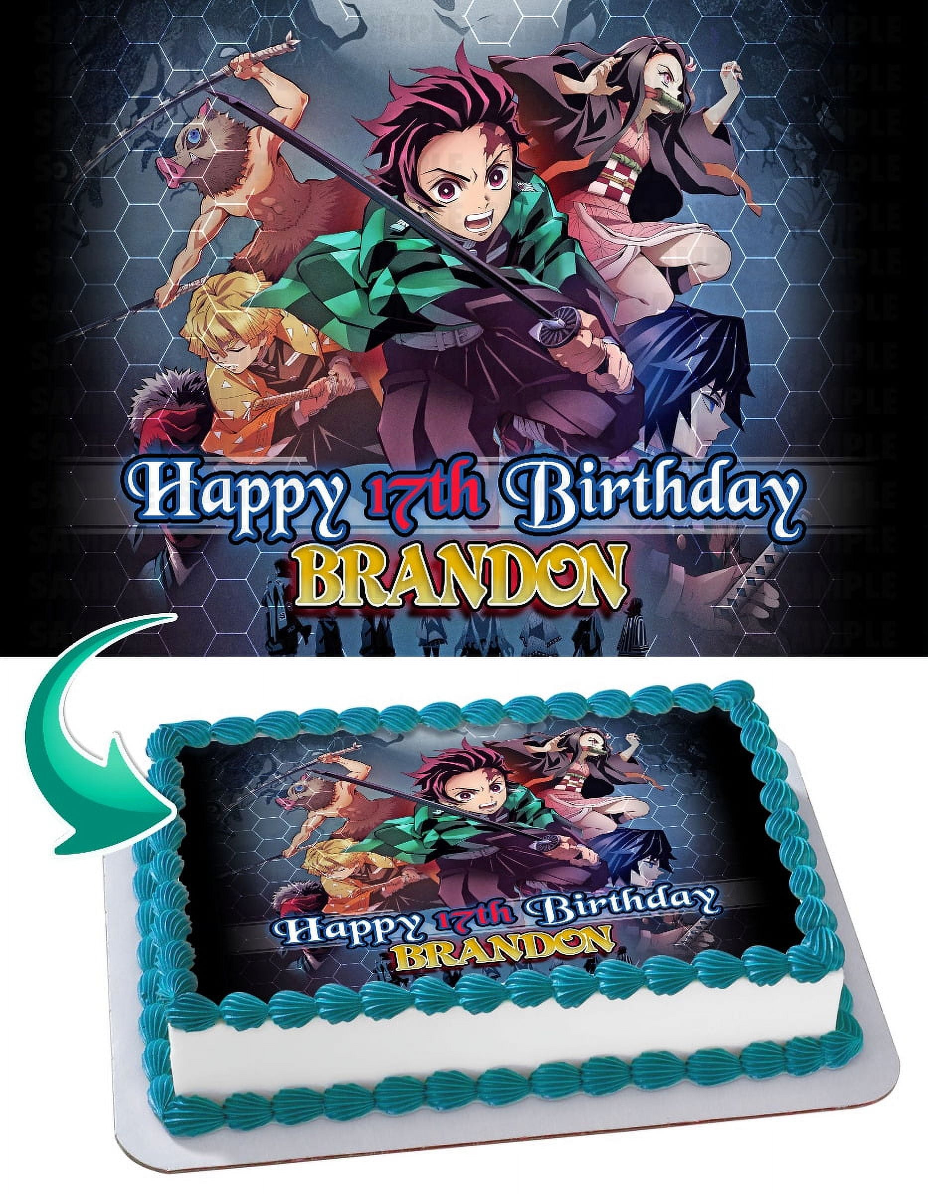 Demon Slayer Edible Cake Image Topper Personalized Birthday Party 1/4 ...