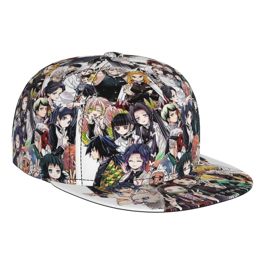 Demon Slayer Family Adjustable Flat Brim Baseball Cap Snapback Hat Hip ...