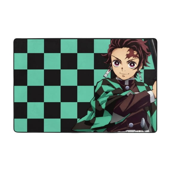 Demon Slayer Floor Mat Flannel Anti-Slip Pad Doormat 36"X24" Soft ...