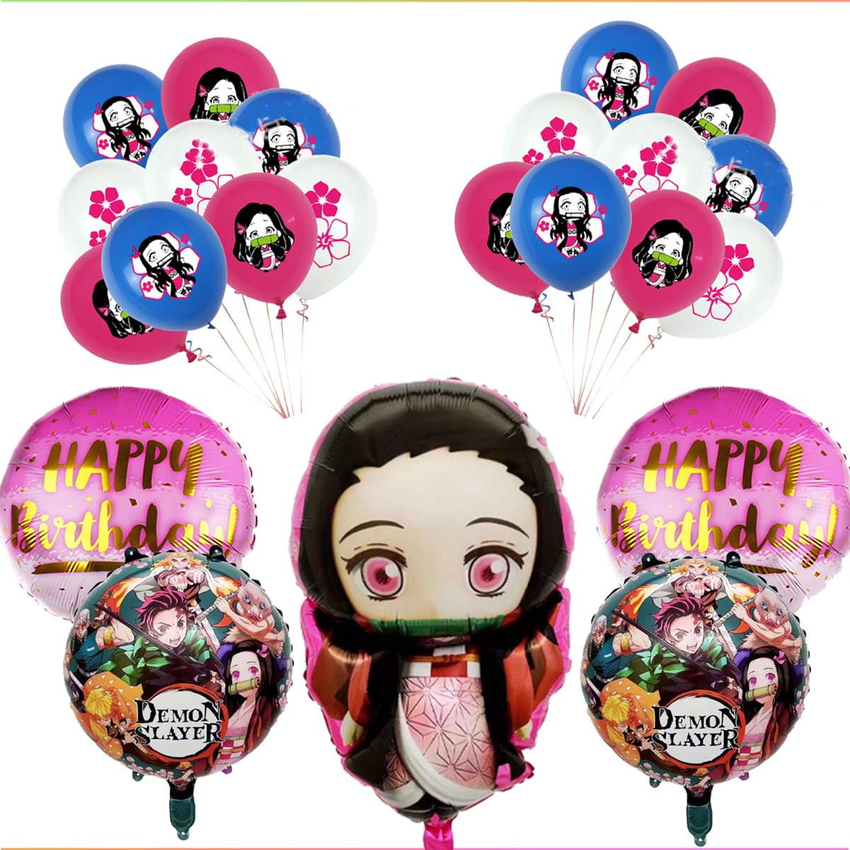 Demon Slayer Girl Nezuko Balloons Birthday Party Supplies Decor Fans ...