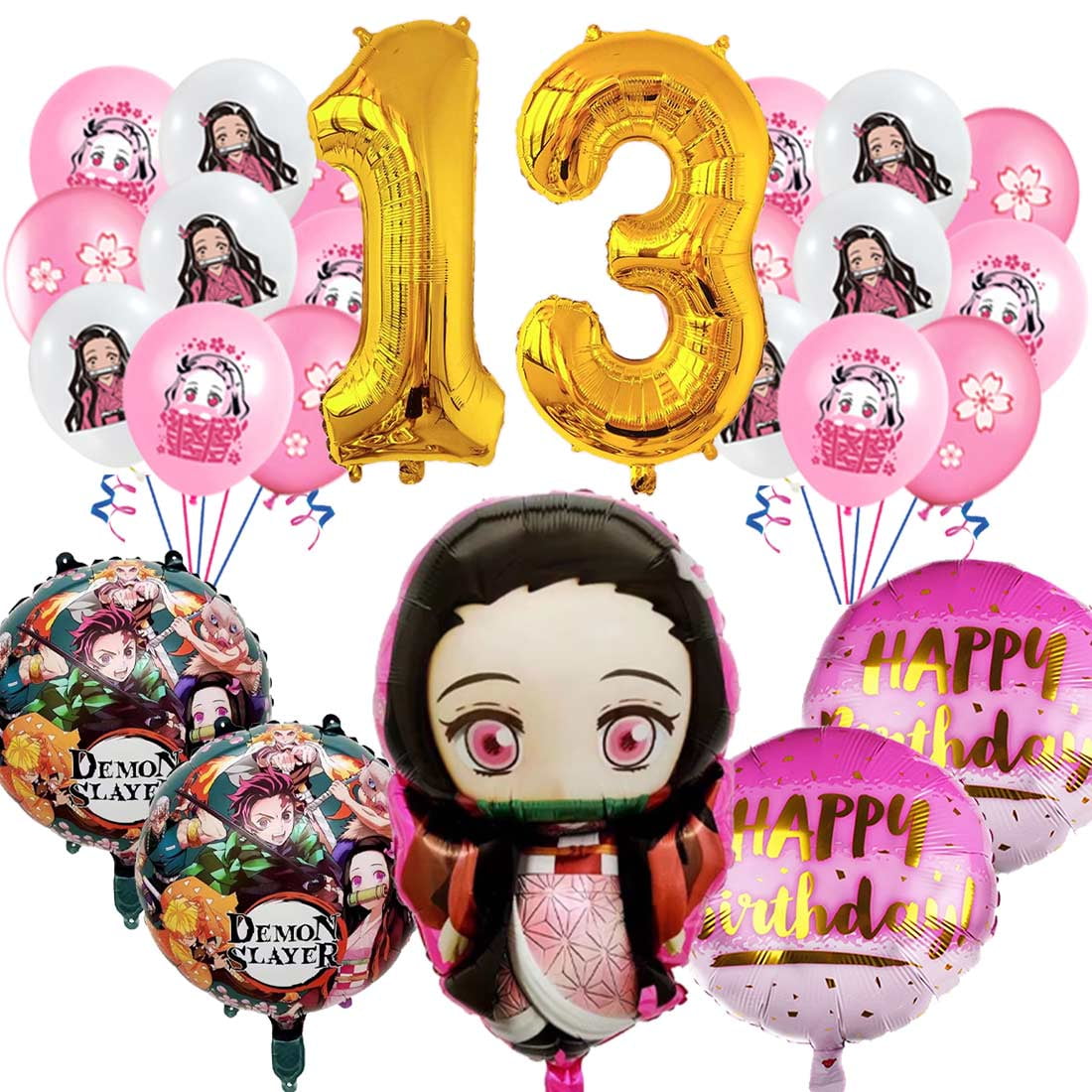 Demon Slayer Girl/Nezuko Balloons Party Supplies 13th Big Number ...