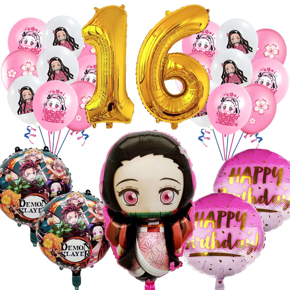 Demon Slayer Girl/Nezuko Balloons Party Supplies 16th Big Number ...