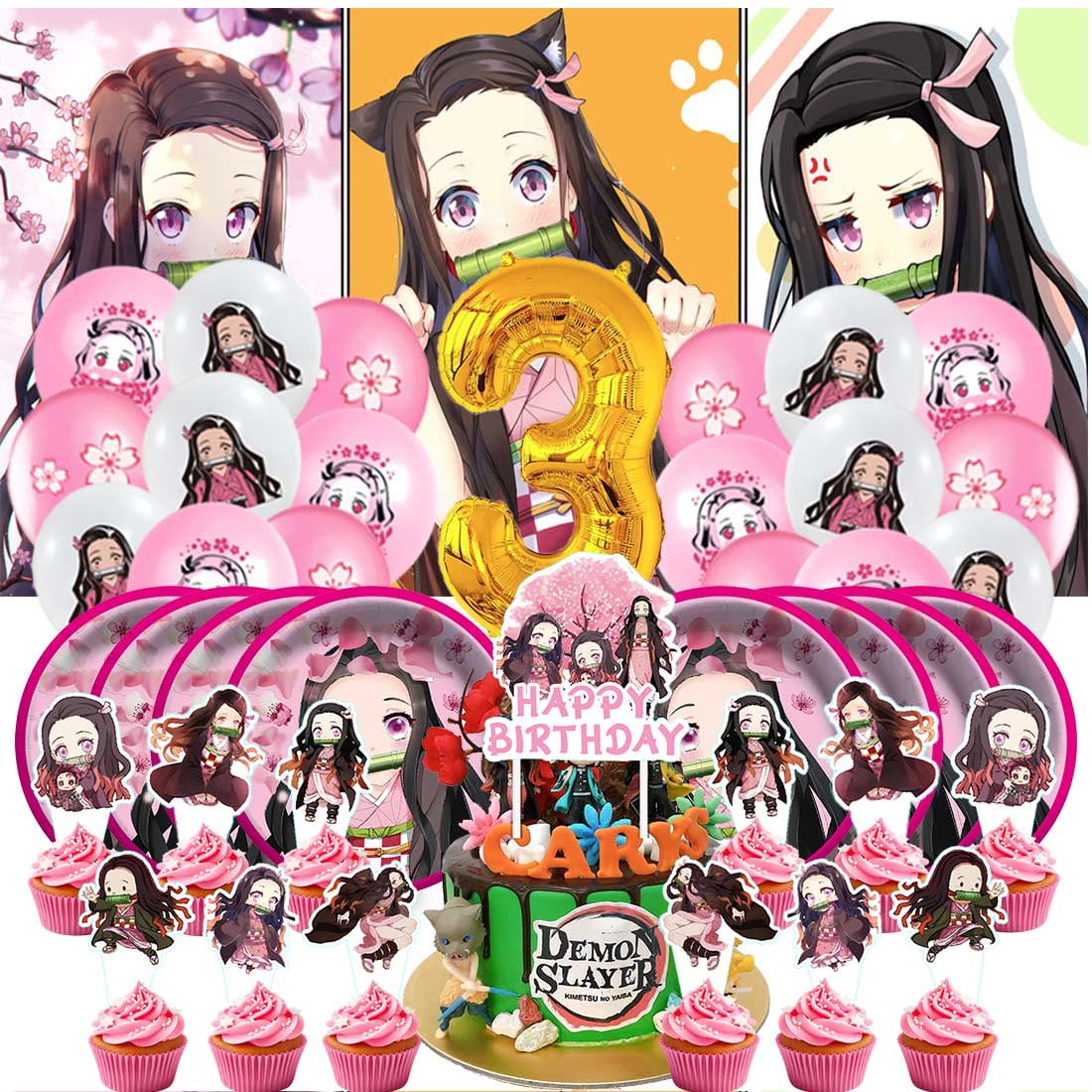 Demon Slayer Girl/Nezuko Balloons Party Supplies 3rd Decor Tableware ...