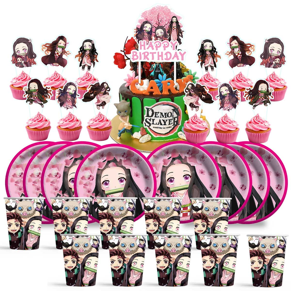 Demon Slayer Girl Nezuko Birthday Cups Party Supplies Plates ...