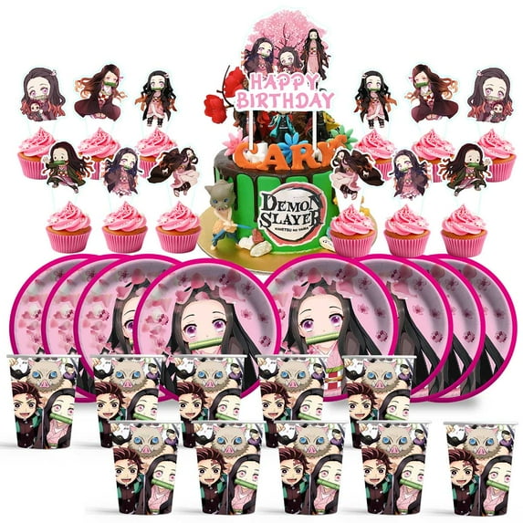 Demon Slayer Girl Nezuko Birthday Cups Party Supplies Plates ...