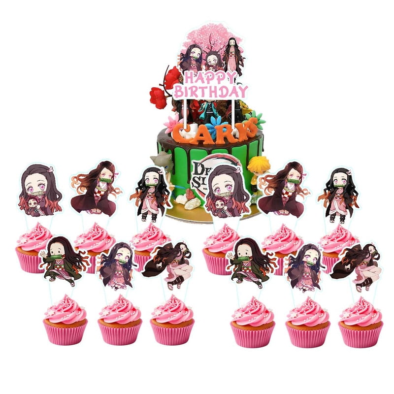 Demon Slayer Girl Nezuko Cake Topper CupcakeS Set Birthday Party ...