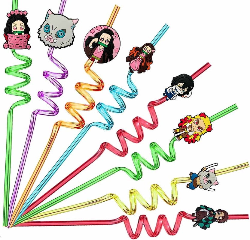 Demon Slayer Girl Nezuko Party Favors Drinking Straws Reusable Plastic ...