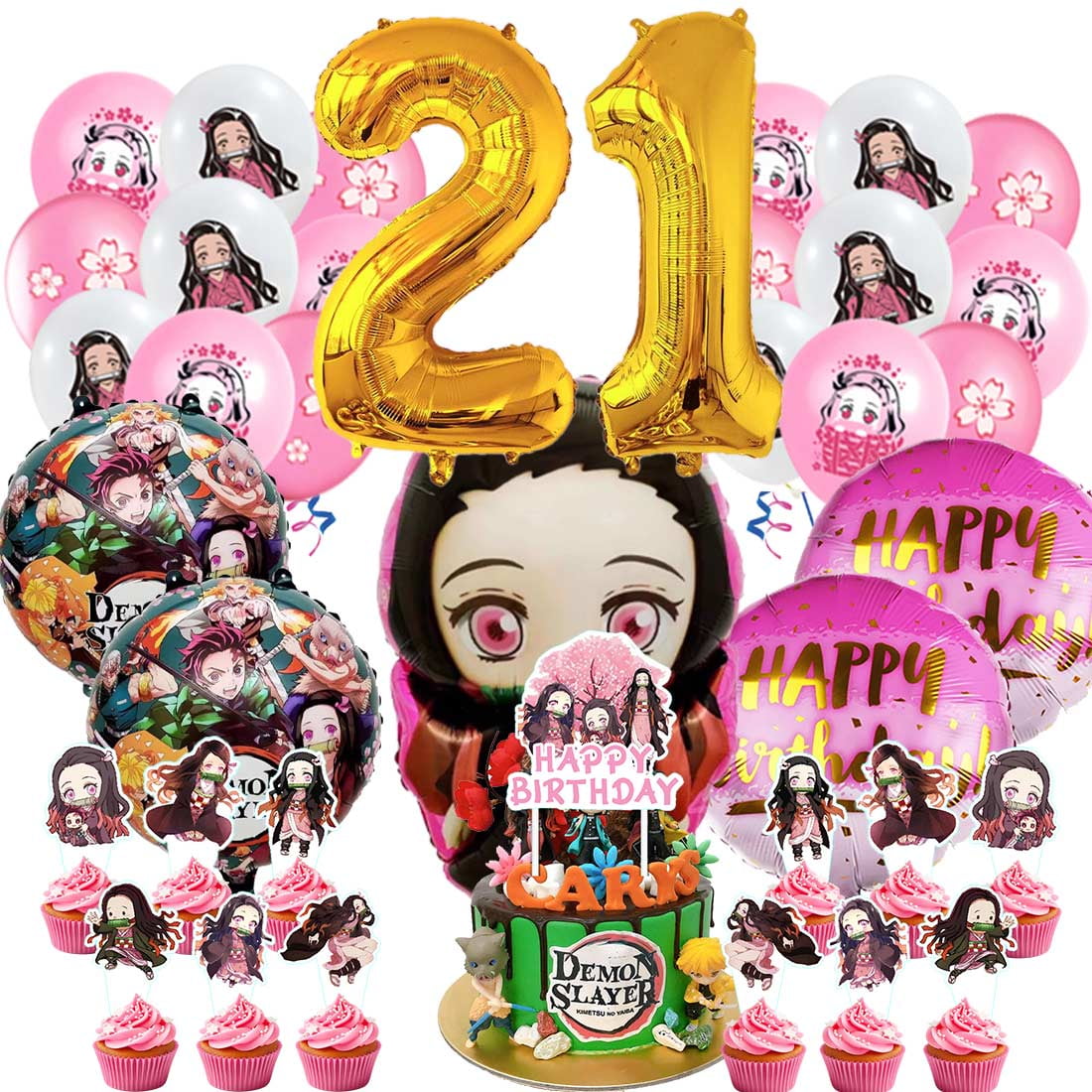 Demon Slayer Girl/Nezuko Party Supplies 21th Decor Kit Balloons ...