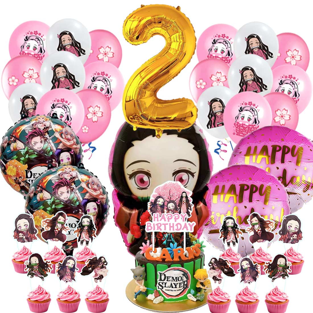 Demon Slayer Girl/Nezuko Party Supplies 2nd Decor Kit Balloons Birthday ...
