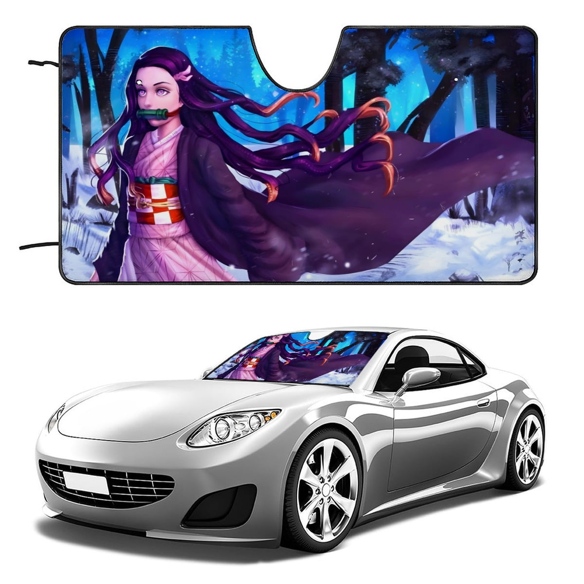 Demon Slayer Girl Nezuko-theme Windshield Sun Shade Front Protector ...