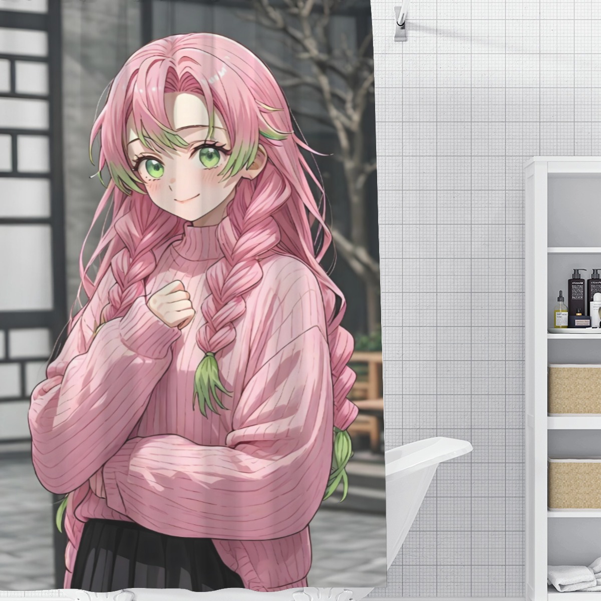 Demon Slayer Girl Shower Curtain 35*70.8 Inches Waterproof And Durable ...