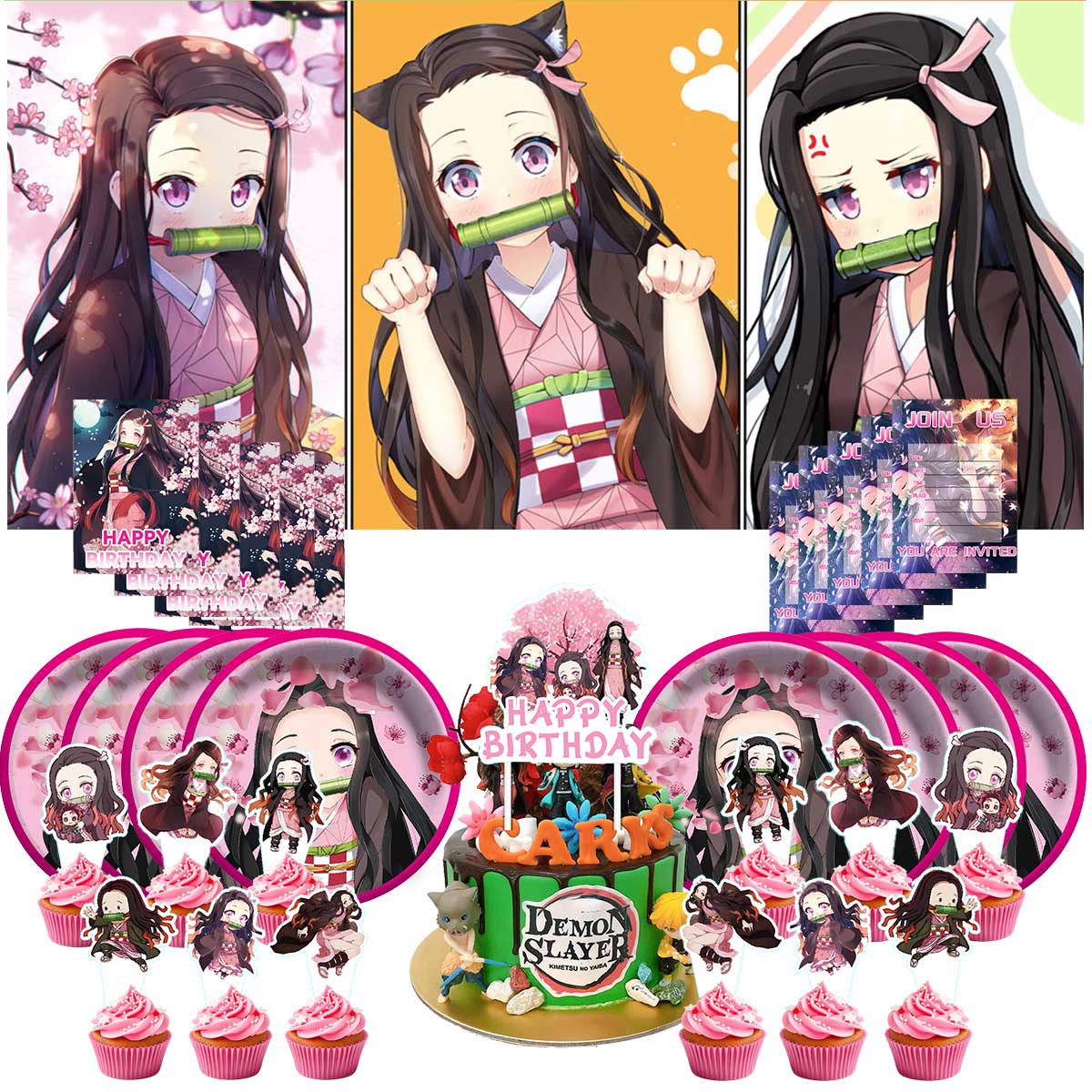 Demon Slayer GirlNezuko Invitation Cards Invite Party Supplies Decor ...