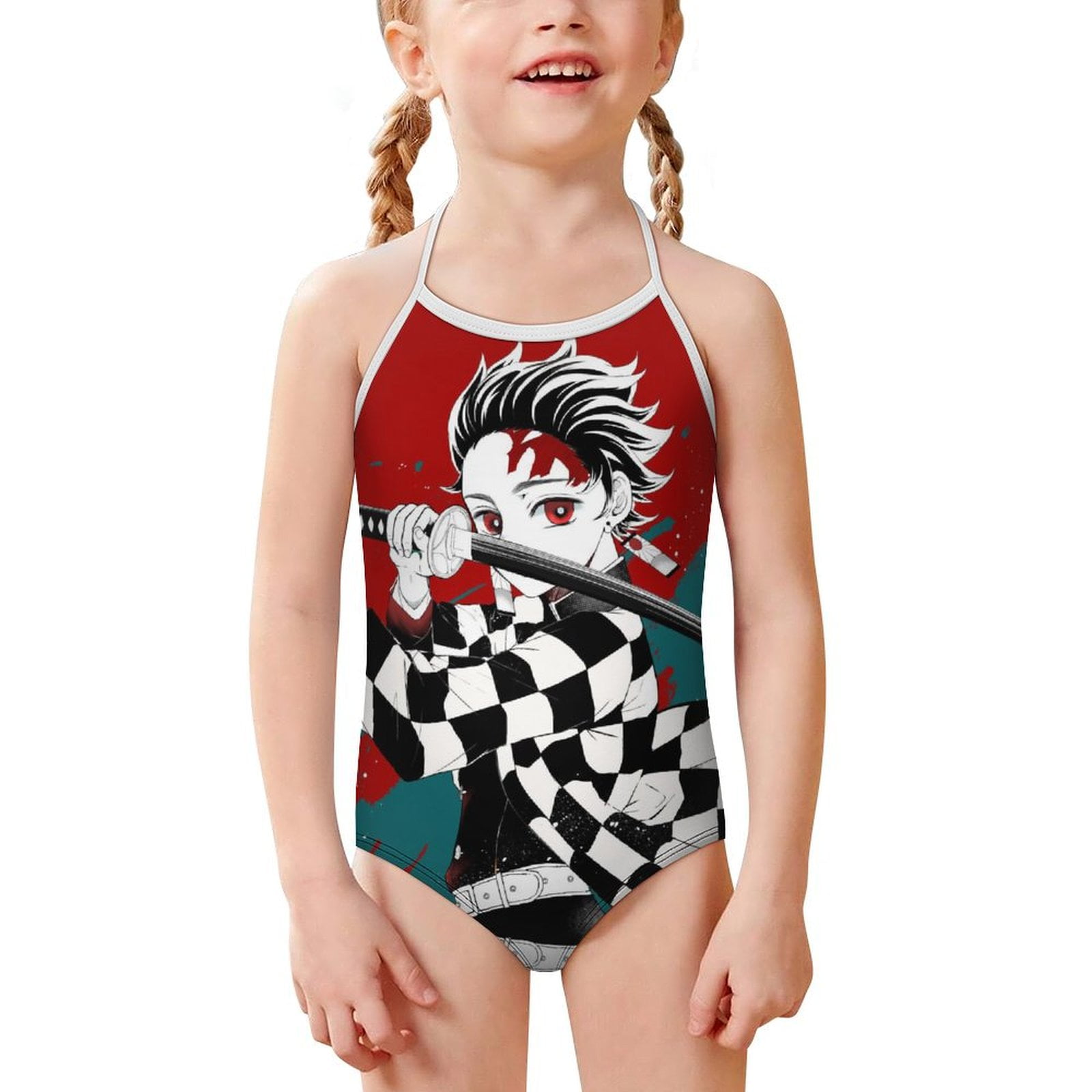 Demon Slayer Girls One Piece Swimsuits Hawaiian Summer Swimwear Beach ...