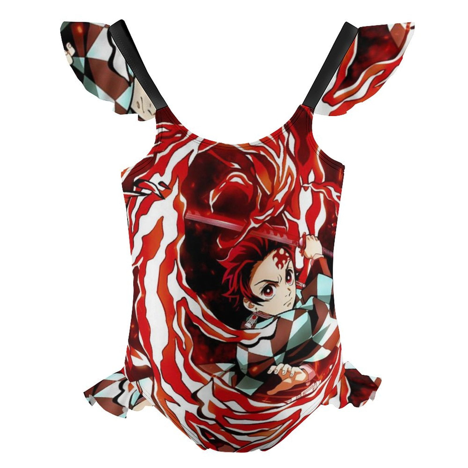Demon Slayer Girls Swimsuit Ruffle One-piece Beachwear Kids Cute ...