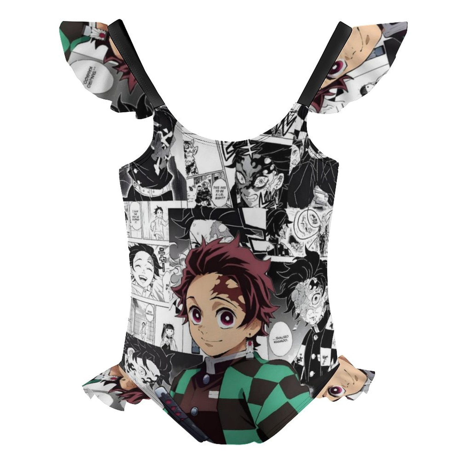 Demon Slayer Girls Swimsuit Ruffle One-piece Beachwear Kids Cute ...