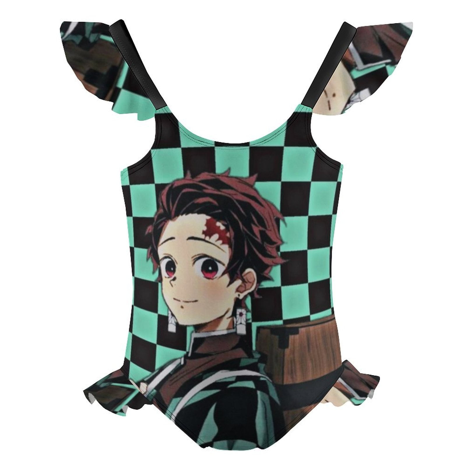 Demon Slayer Girls Swimsuit Ruffle One-piece Beachwear Kids Cute ...