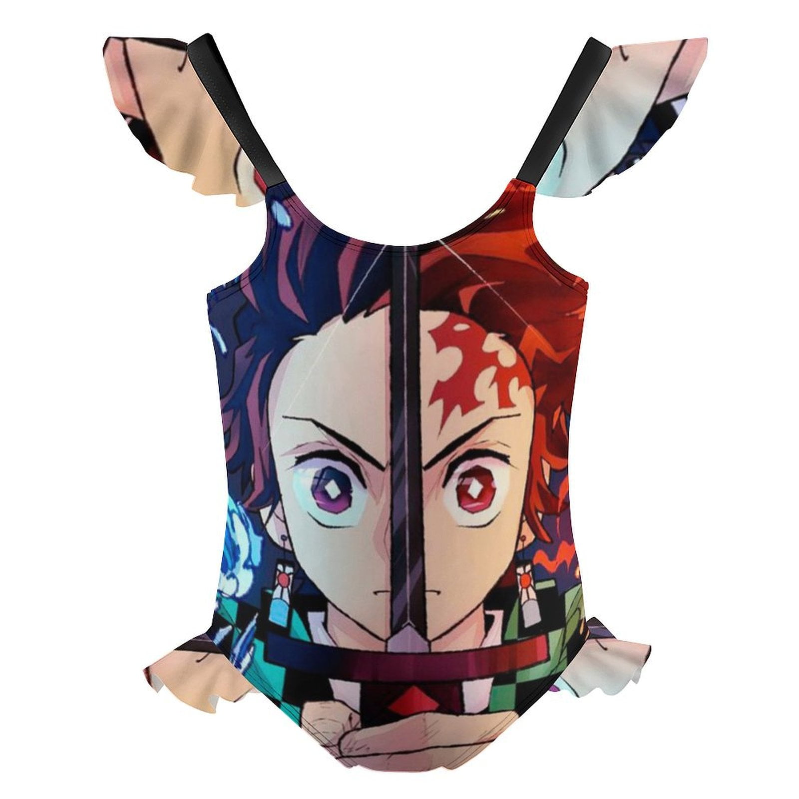 Demon Slayer Girls Swimsuit Ruffle One-piece Beachwear Kids Cute ...