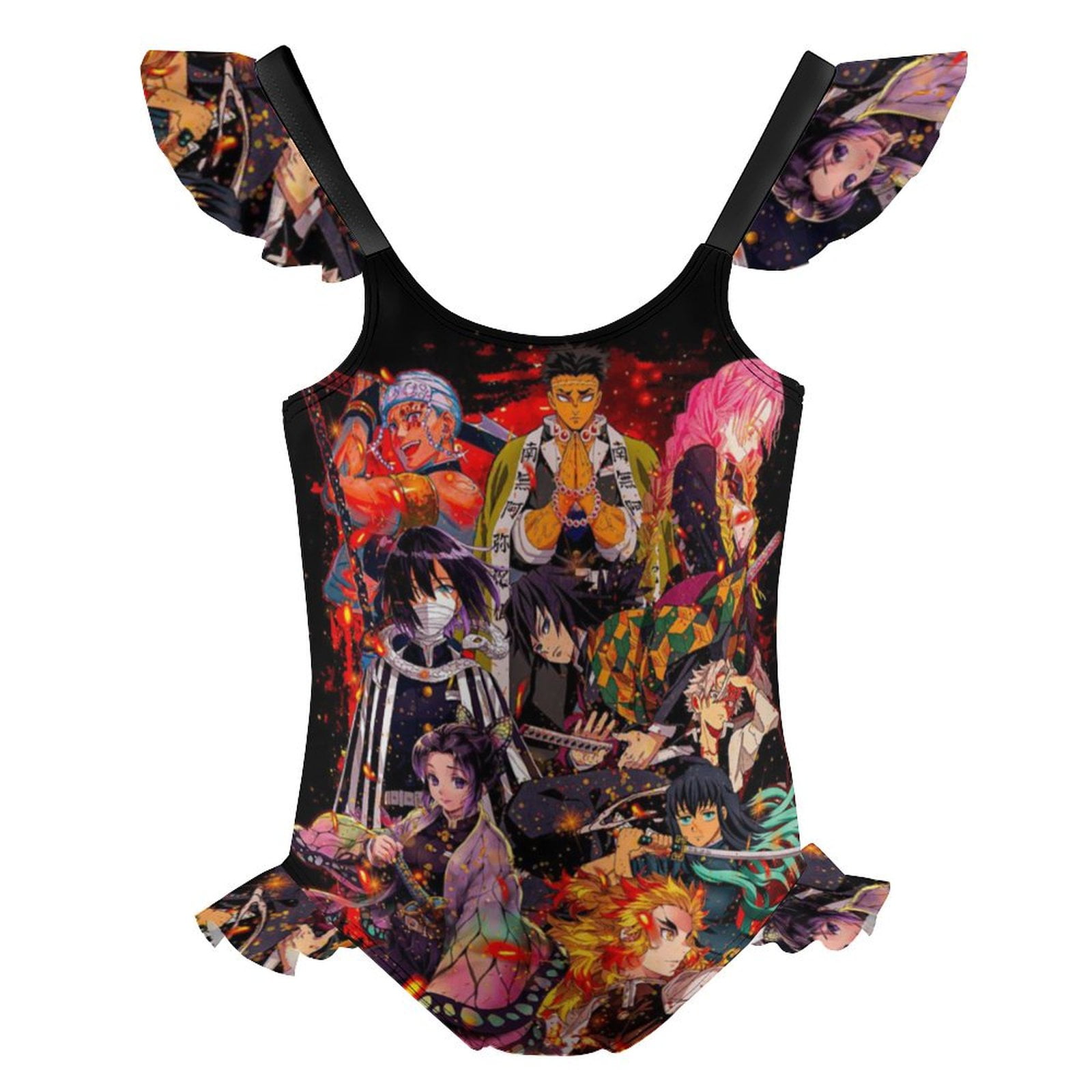 Demon Slayer Girls Swimsuit Ruffle One-piece Beachwear Kids Cute ...