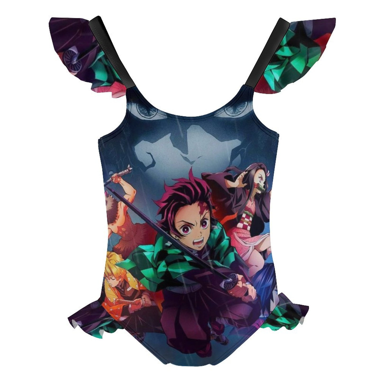 Demon Slayer Girls Swimsuit Ruffle One-piece Beachwear Kids Cute ...