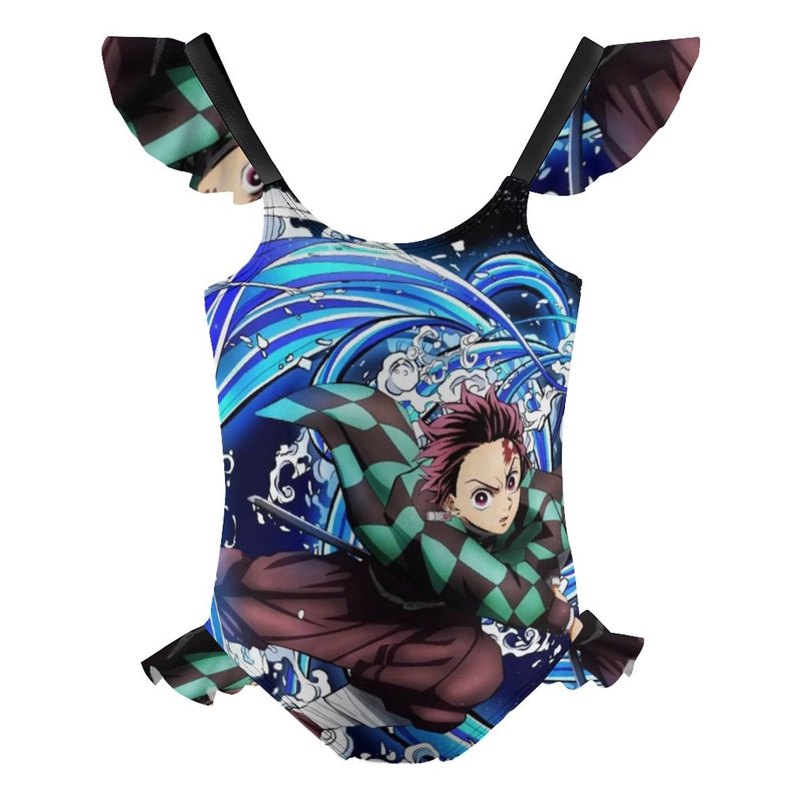 Demon Slayer Girls Swimsuit Ruffle One-piece Beachwear Kids Cute ...