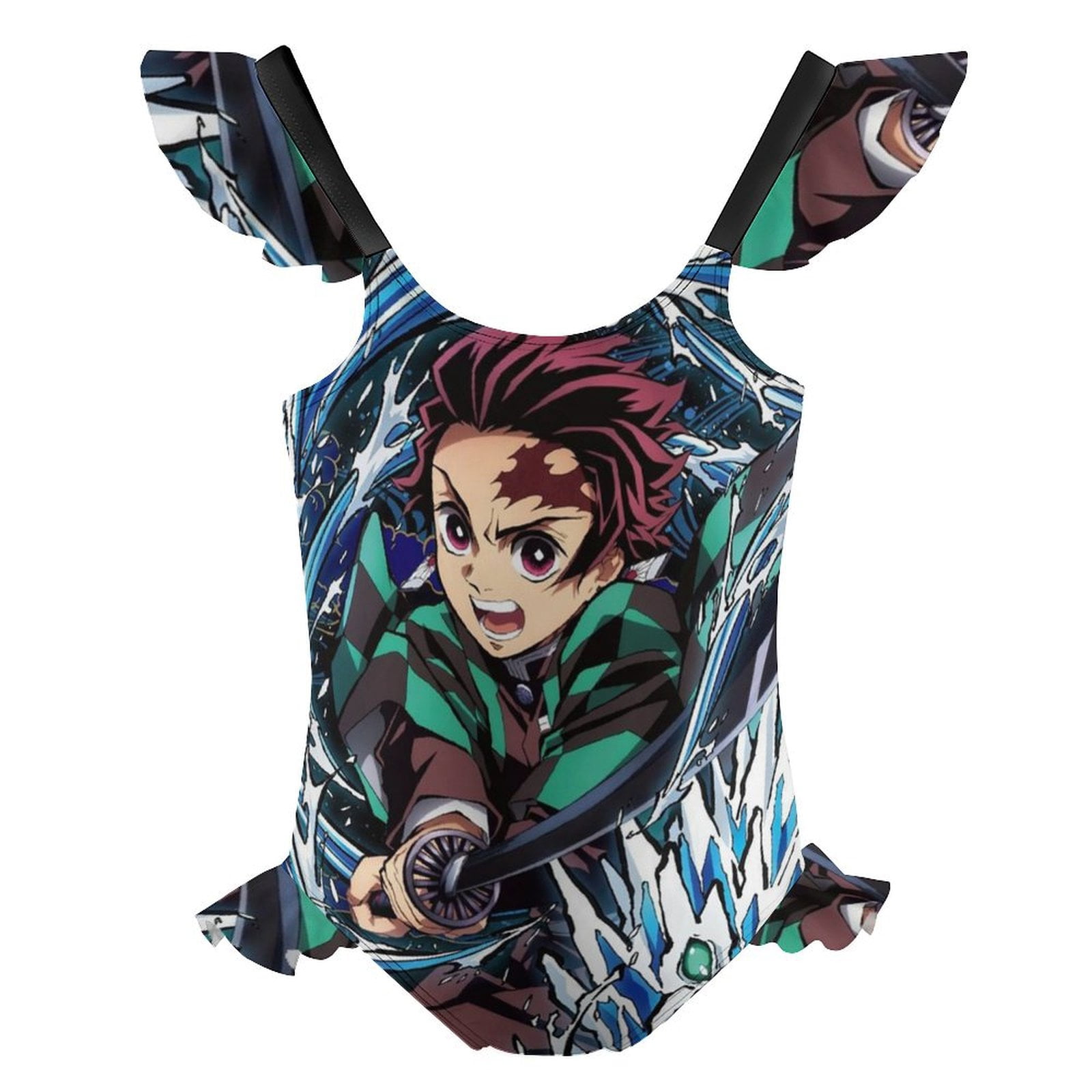 Demon Slayer Girls Swimsuit Ruffle One-piece Beachwear Kids Cute ...