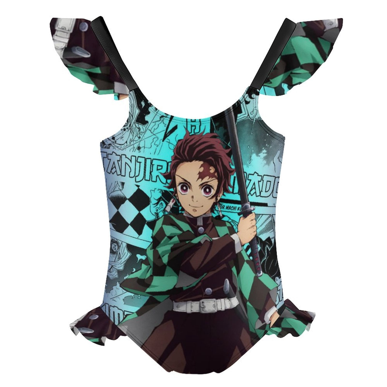 Demon Slayer Girls Swimsuit Ruffle One-piece Beachwear Kids Cute ...