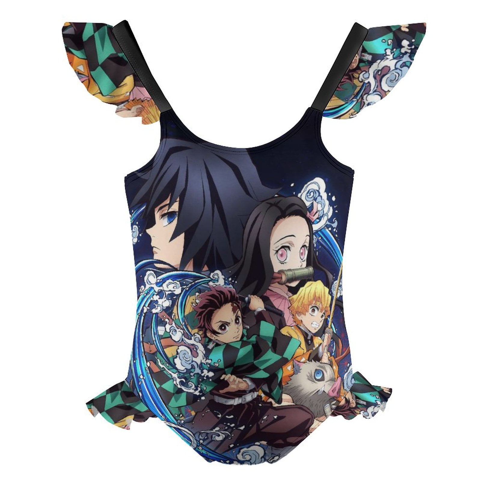 Demon Slayer Girls Swimsuit Ruffle One-piece Beachwear Kids Cute ...