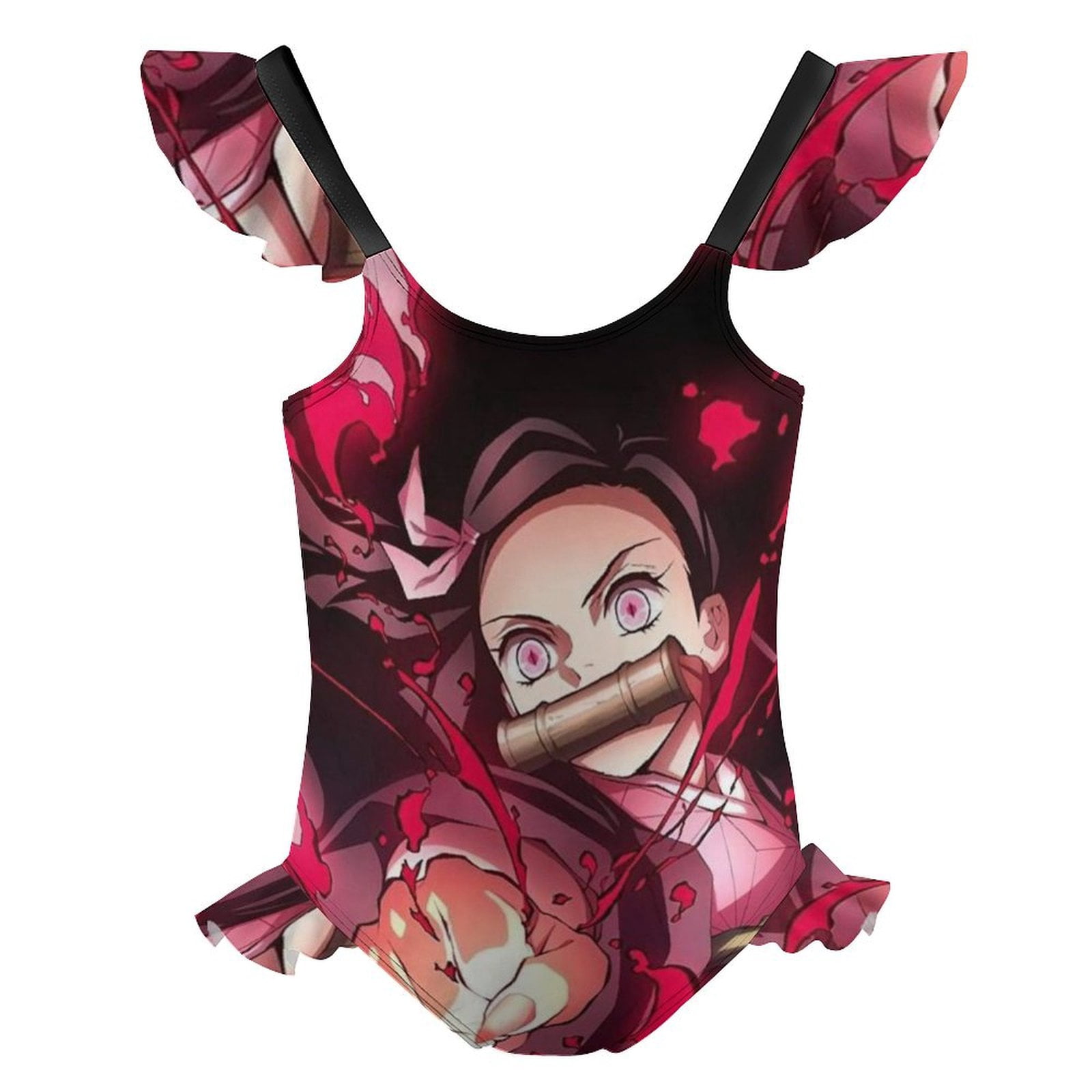 Demon Slayer Girls Swimsuit Ruffle One-piece Beachwear Kids Cute ...