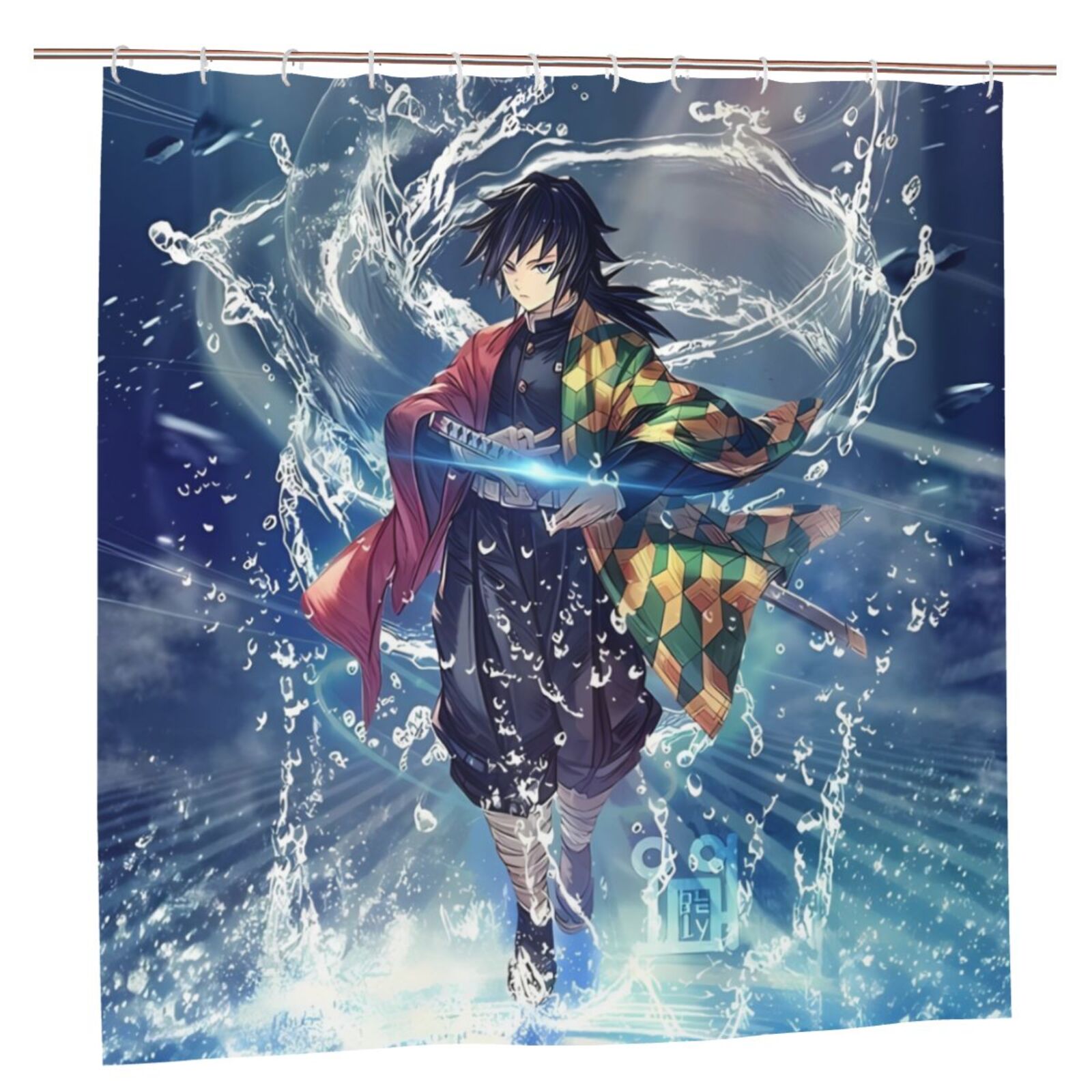 Demon Slayer Giyu Tomioka Bathroom Shower Curtain,Bath Curtains Durable ...