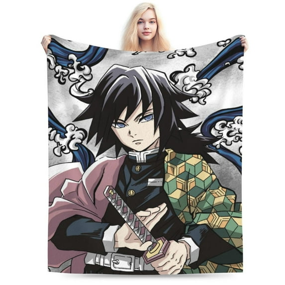 Demon Slayer Giyu Tomioka Water Breathing Pattern Sherpa Fleece Blanket ...