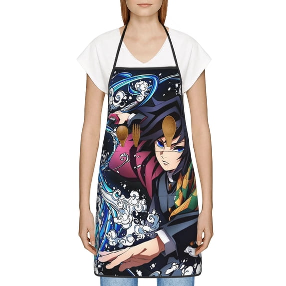 Demon Slayer Giyuu Tomioka Bib Apron With Pockets, Cooking Kitchen Chef ...