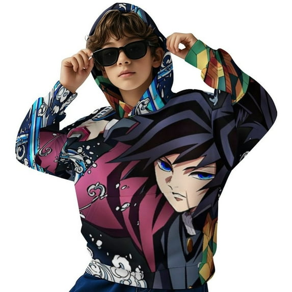 Demon Slayer Giyuu Tomioka Kids Hoodie Cozy Hooded Sweatshirt Long ...