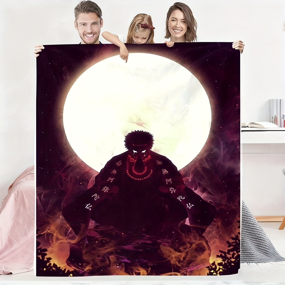 Demon Slayer Gyomei Himejima Full Moon Flannel Blanket - Stone Hashira ...