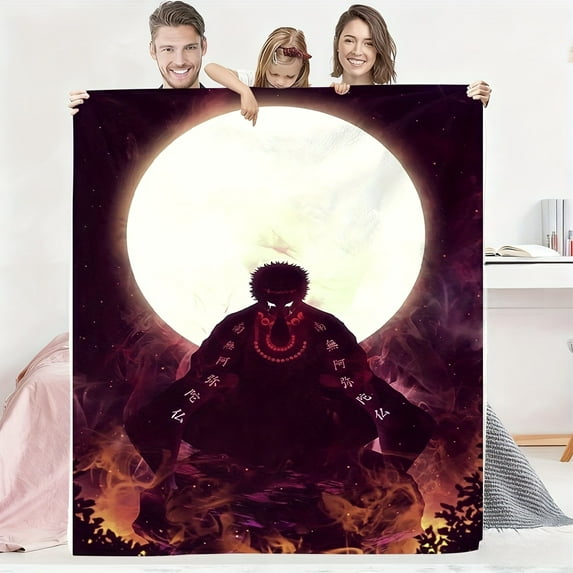 Demon Slayer Gyomei Himejima Full Moon Flannel Blanket - Stone Hashira ...