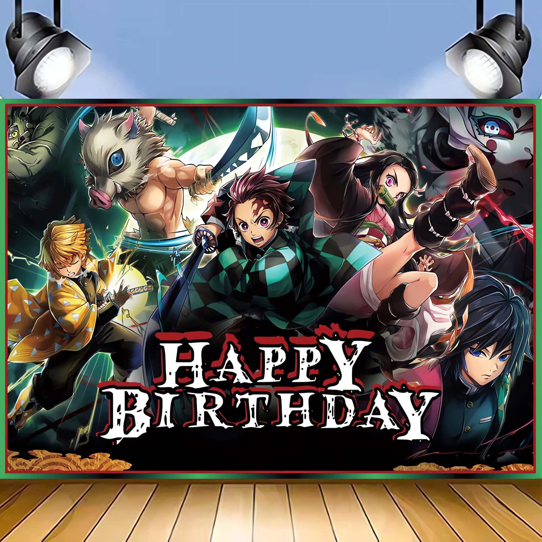 Demon Slayer Happy Birthday Anime Cartoon Theme Backdrops Banner ...