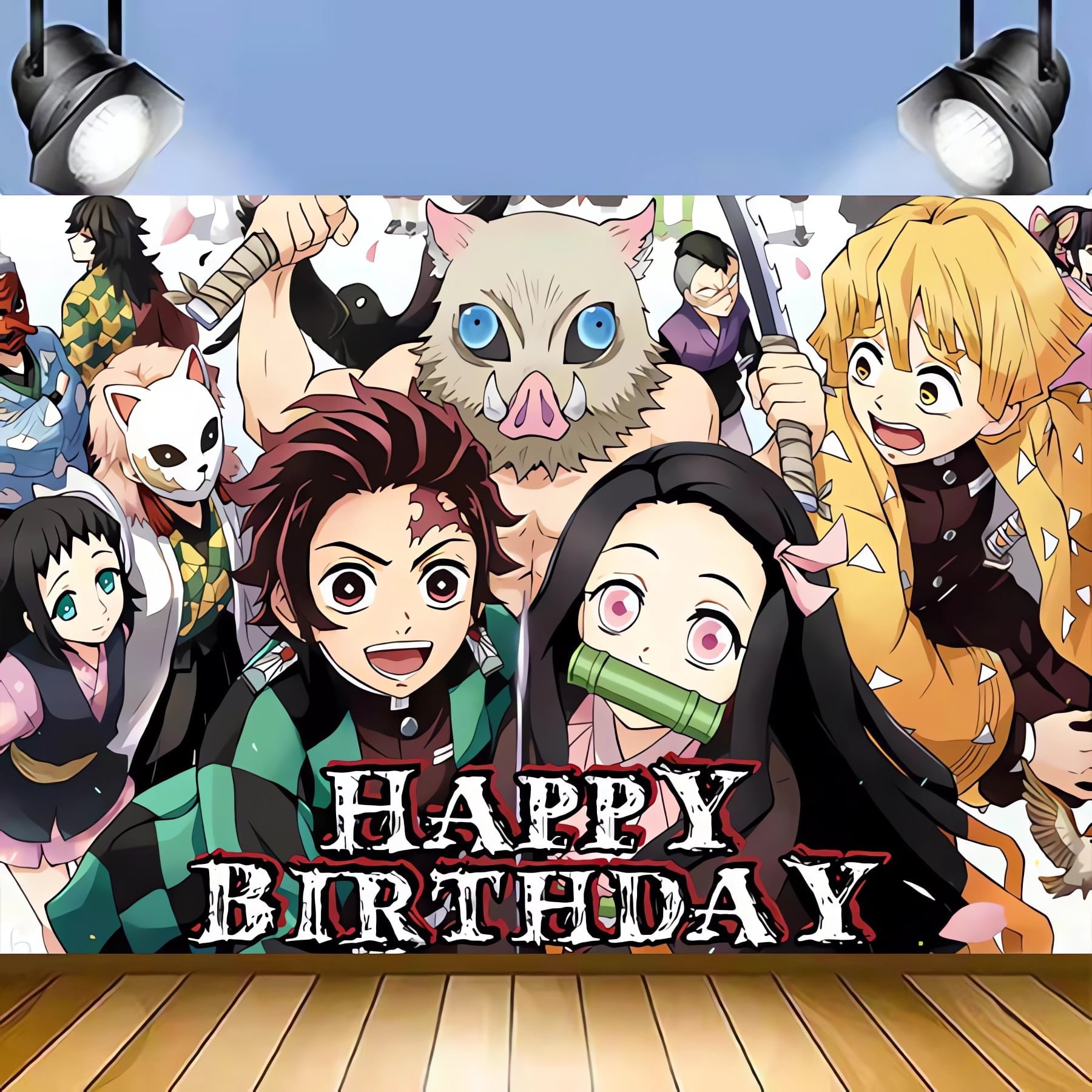 Demon Slayer Happy Birthday Anime Cartoon Theme Backdrops Banner ...