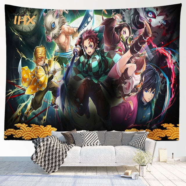 Demon Slayer Happy Birthday Party Backdrop, Baby Shower Cake Table ...