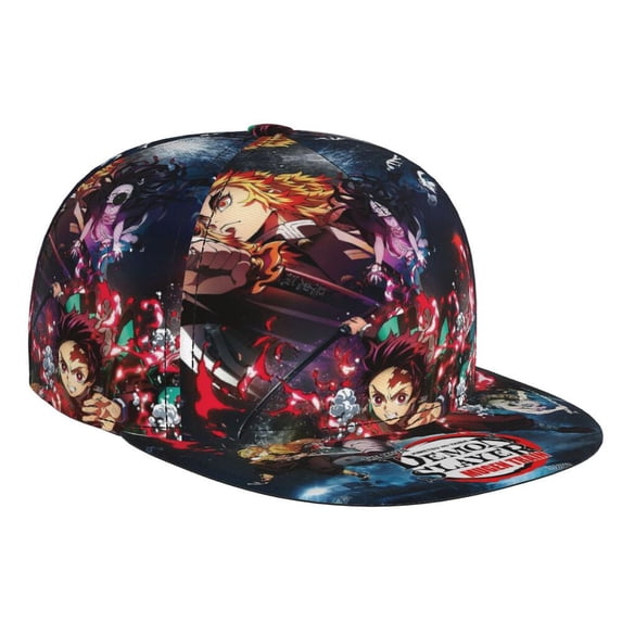 Demon Slayer Infinity Castle Adjustable Flat Brim Baseball Cap Snapback ...