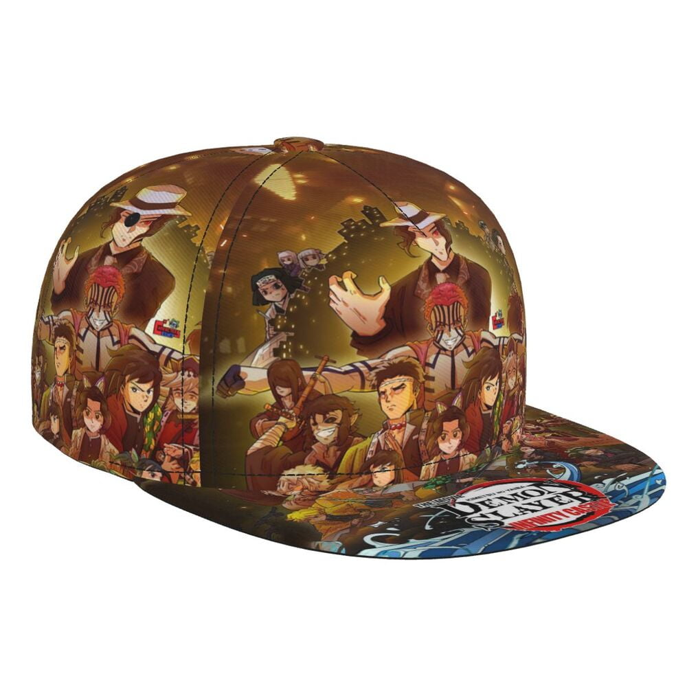 Demon Slayer Infinity Castle Adjustable Flat Brim Baseball Cap Snapback ...